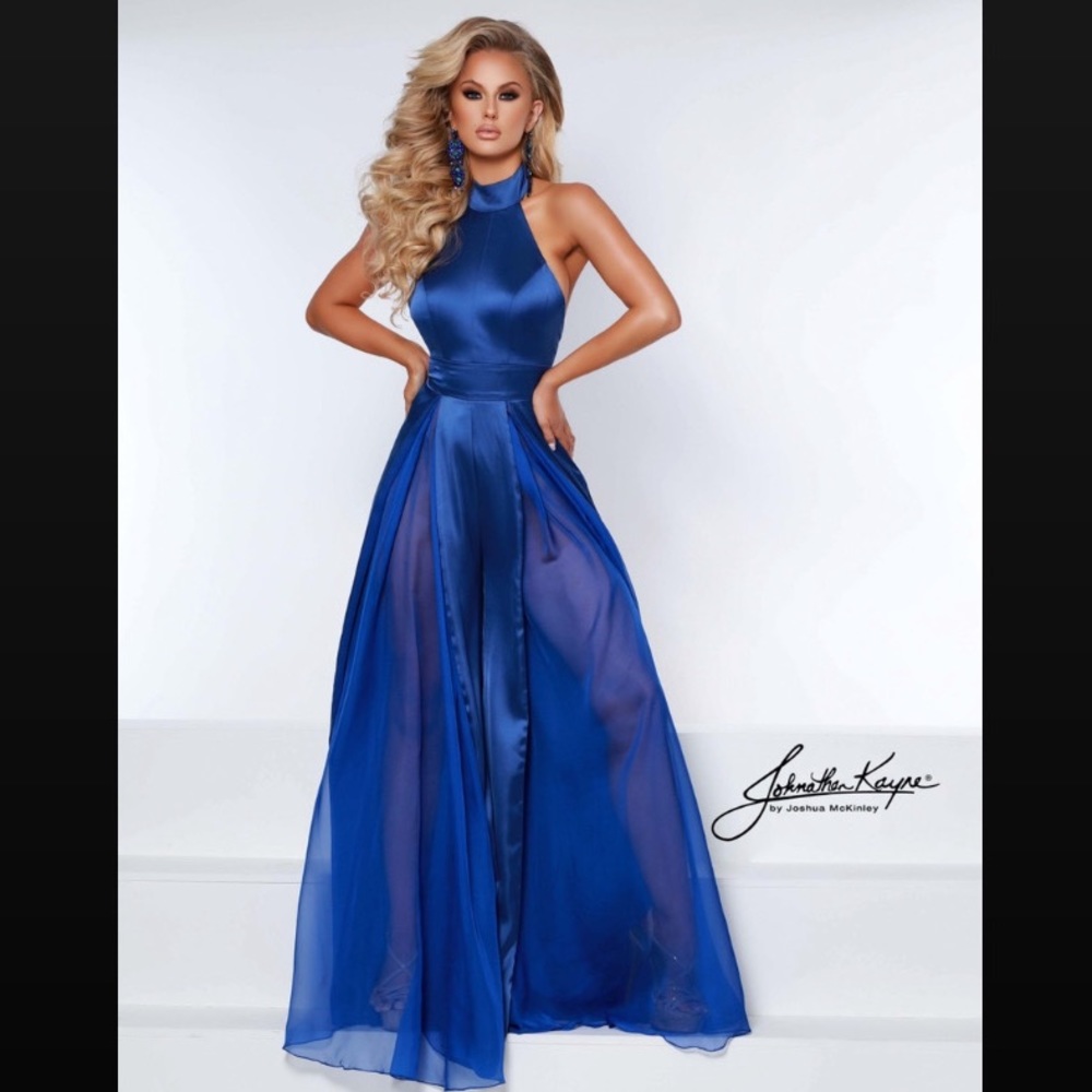 Johnathan Kayne Blue Pageant Jumpsuit Size 6 - Gem
